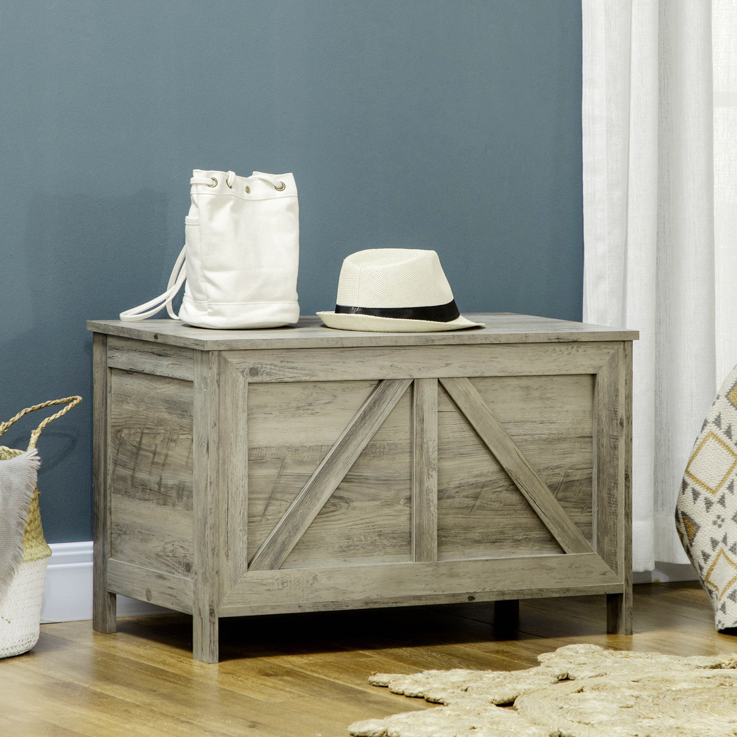 Millwood Pines Farmhouse Storage Chest, Lift Top Box Organizer With ...