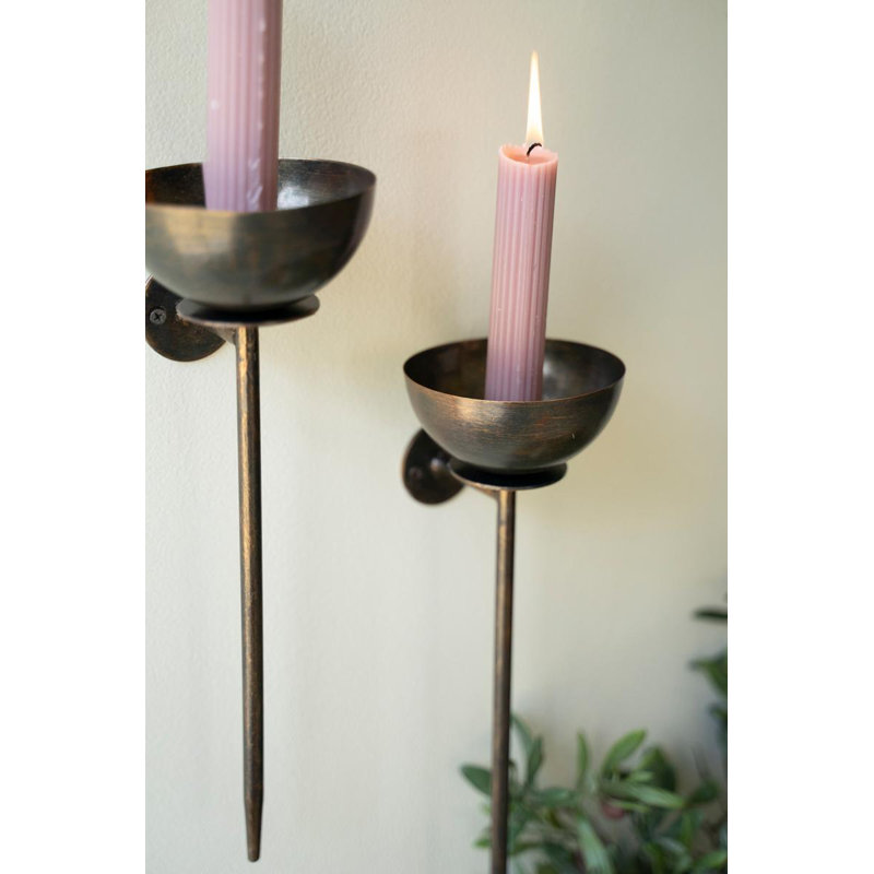 Mercer41 SET OF TWO METAL WALL TAPER CANDLE HOLDERS | Wayfair