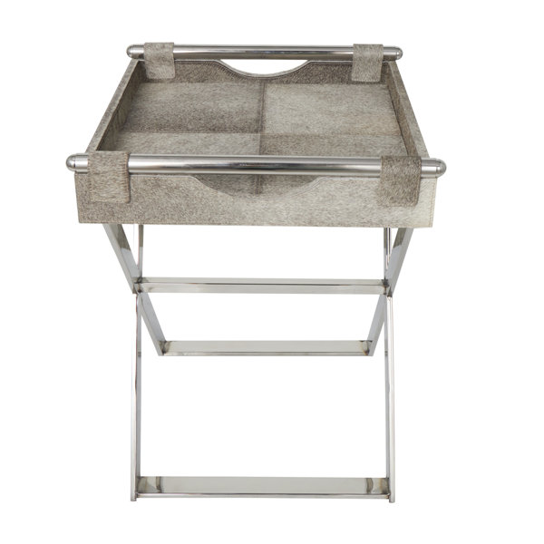 Orren Ellis Cole And Grey Leather Tray Table Inspired Geometric Accent ...