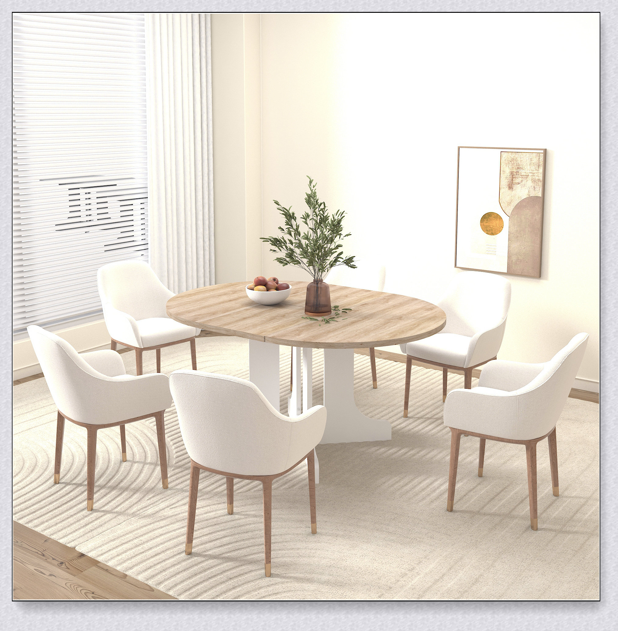 August Grove® Dining Table for Farmhouse Kitchen 59x43 Inch Expandable ...