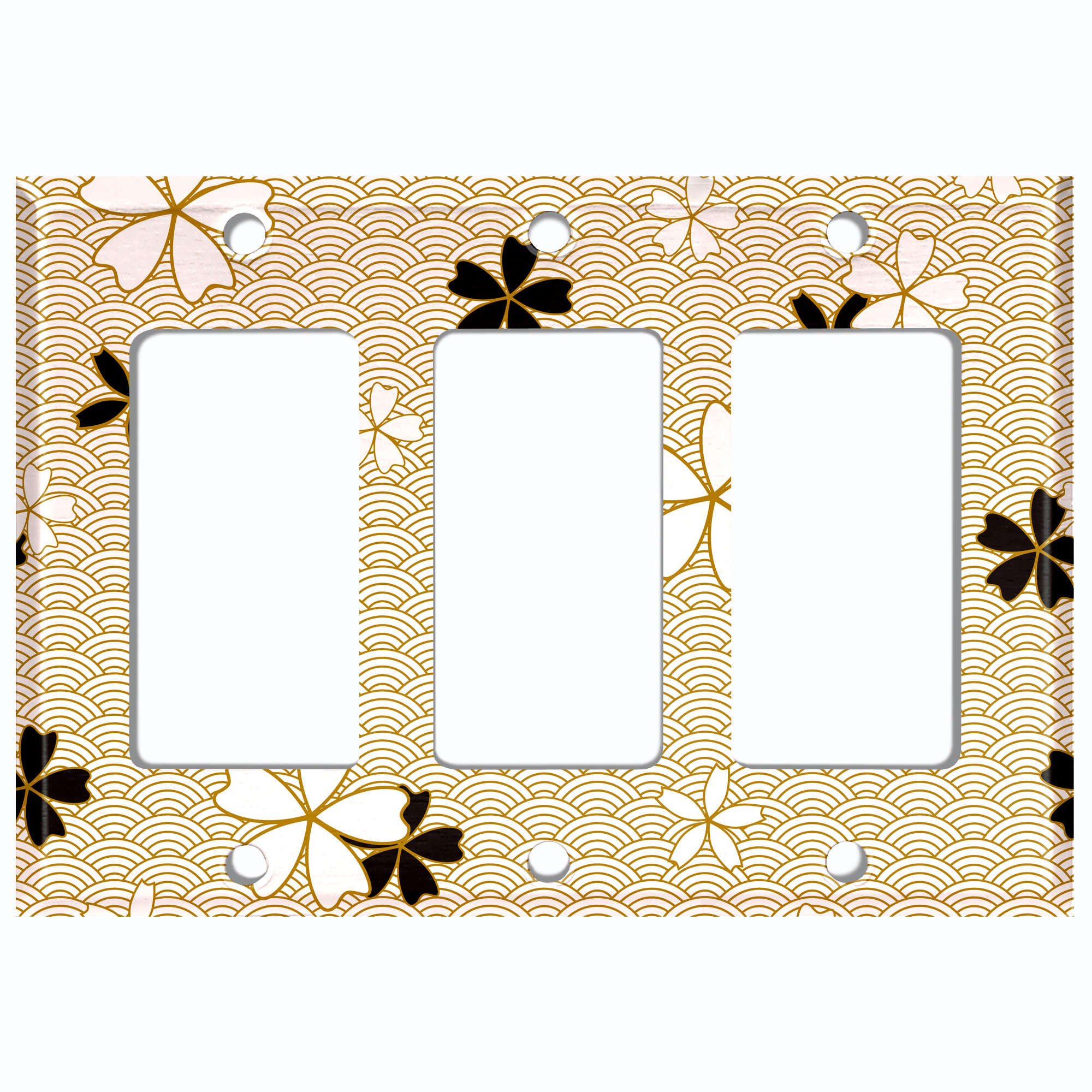 WorldAcc Metal Light Switch Plate Outlet Cover (Japanese Pattern Flower ...