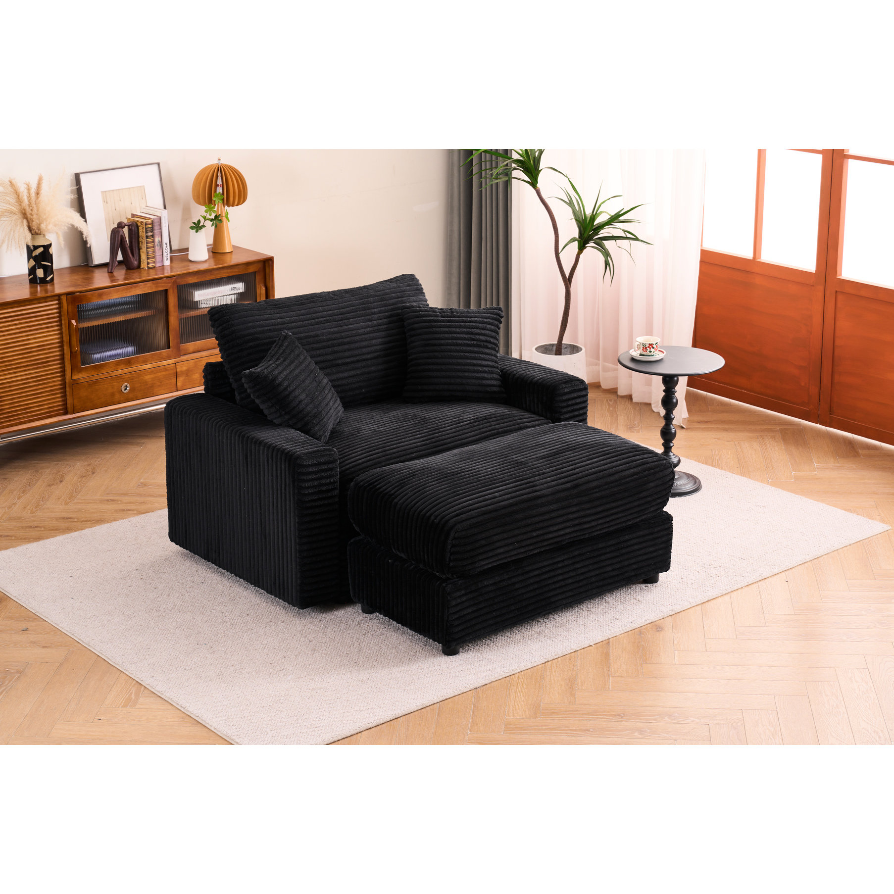 Mercer41 Corduroy Comfy Chair With Detachable For Bedroom Use Sleek ...