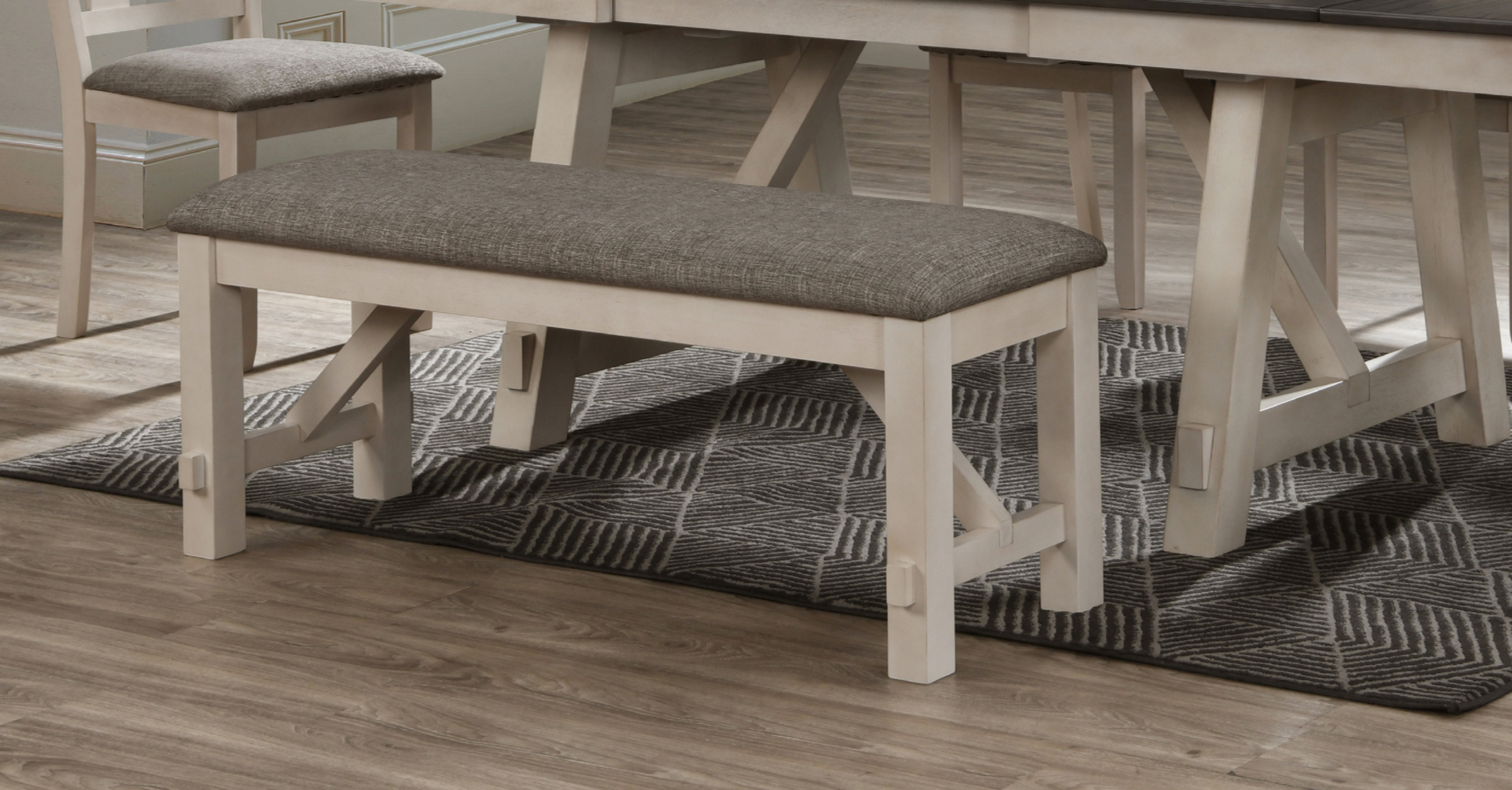 Latitude Run® Cottage Style 1Pc Upholstered Seat Chalk Grey Finish ...
