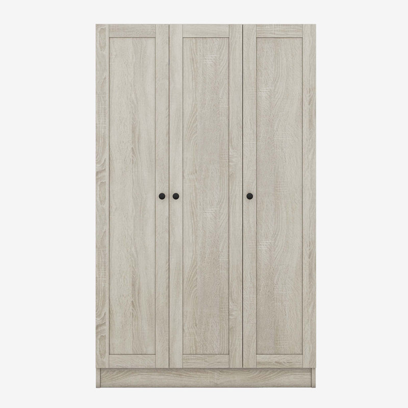 Ebern Designs 3-Door Shutter Wardrobe with shelves, Gray | Wayfair