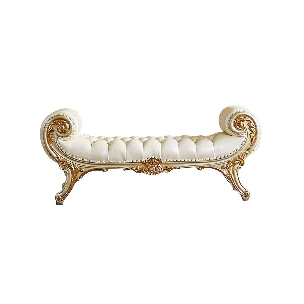 FURNITURE LEISURE, INC. European-style Champagne Gold Bed End Stool ...