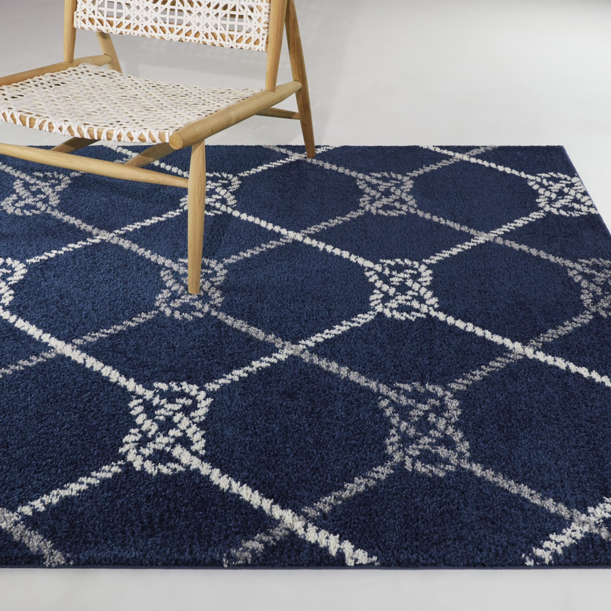 Longshore Tides Allete Navy Nautical Knot Trellis Area Rug & Reviews ...