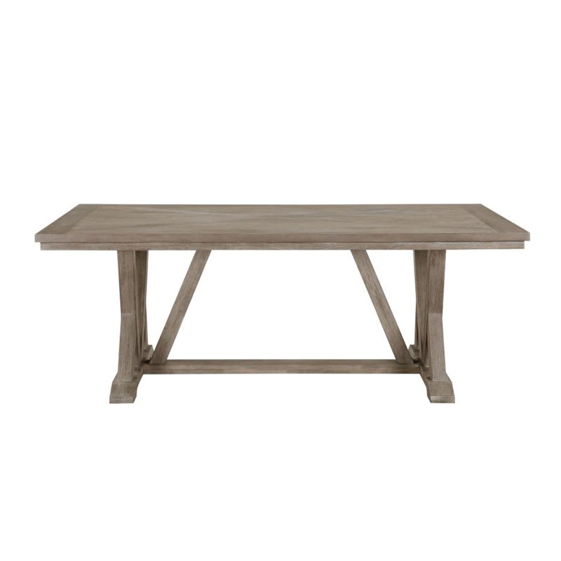 Gracie Oaks Rectangular Wooden Dining Table In Coastal Grey | Wayfair