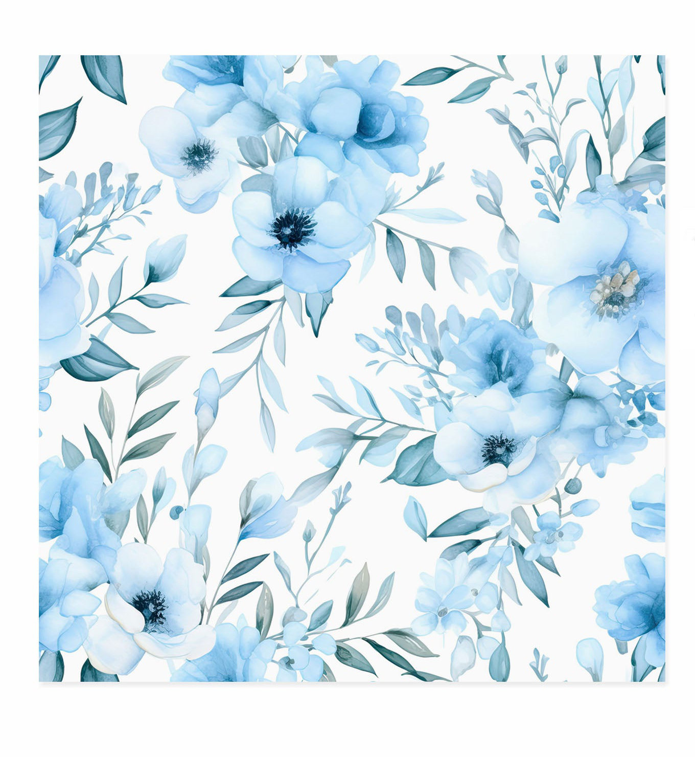 Winston Porter Floral Blue Flower Cottagecore Pattern VI Cottage ...