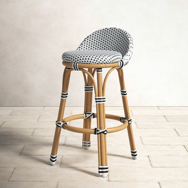 Birch Lane™ Ellie Rattan and Metal Low Back Counter Stool & Reviews ...
