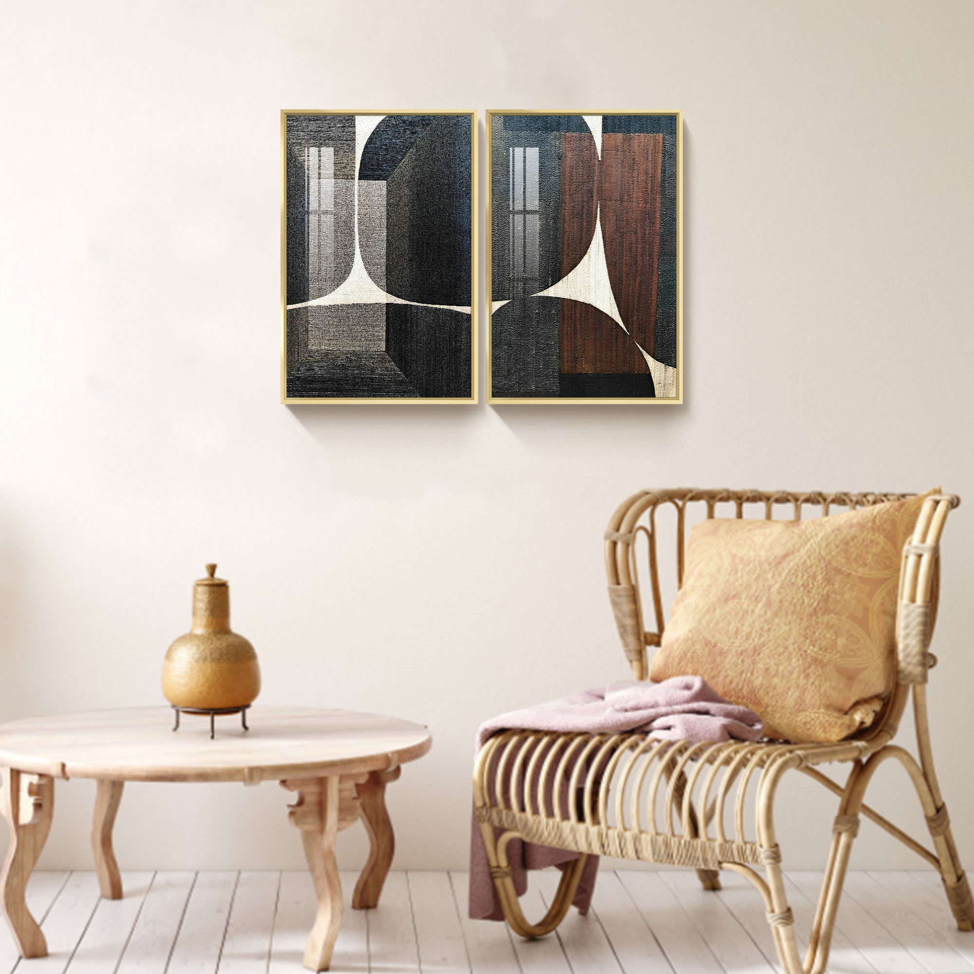 Ivy Bronx Jacobb Boho Art Framed On Canvas 2 Pieces Print | Wayfair