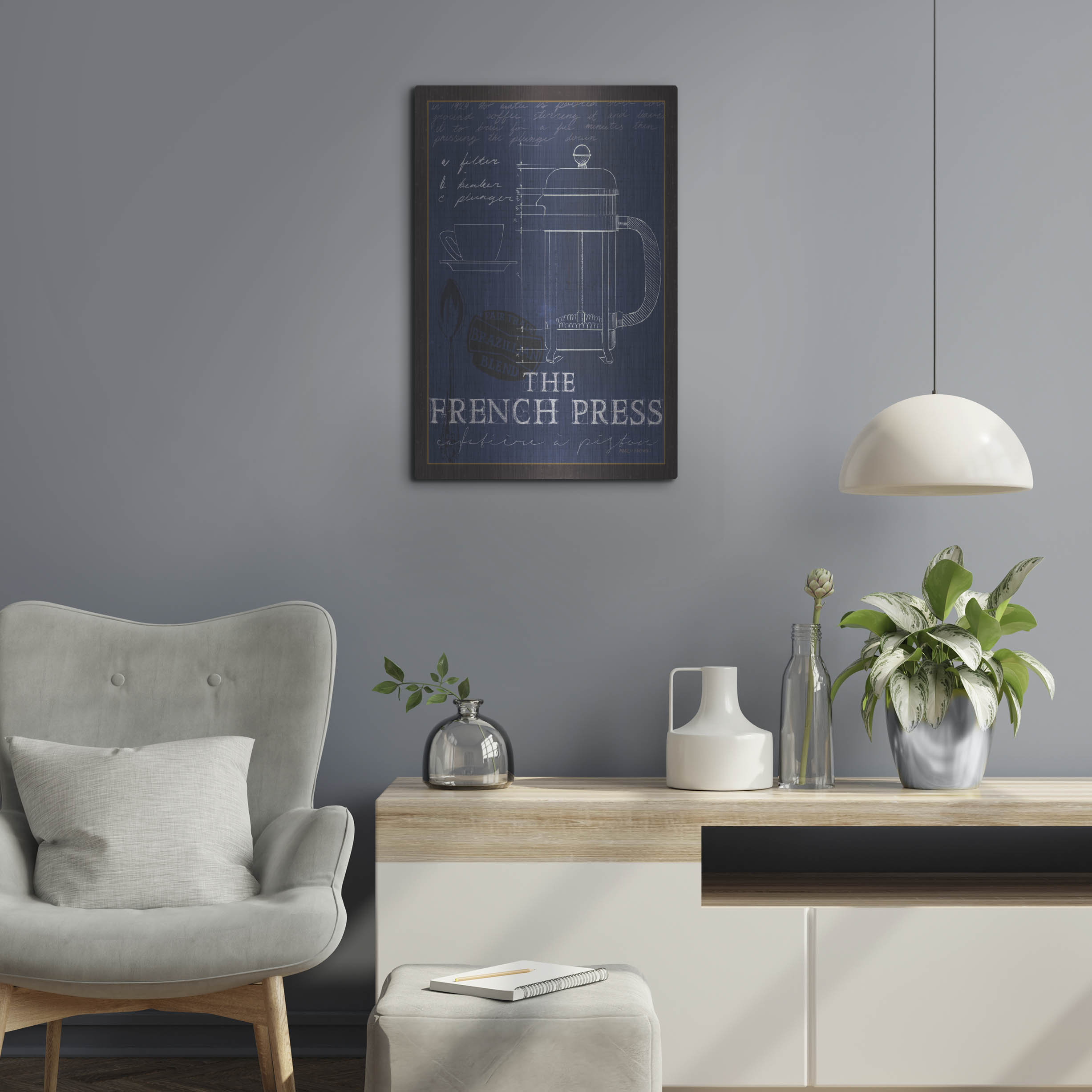 Williston Forge 'Coffee Blueprint 1 1ndigo' by Marco Fabiano Metal Wall ...