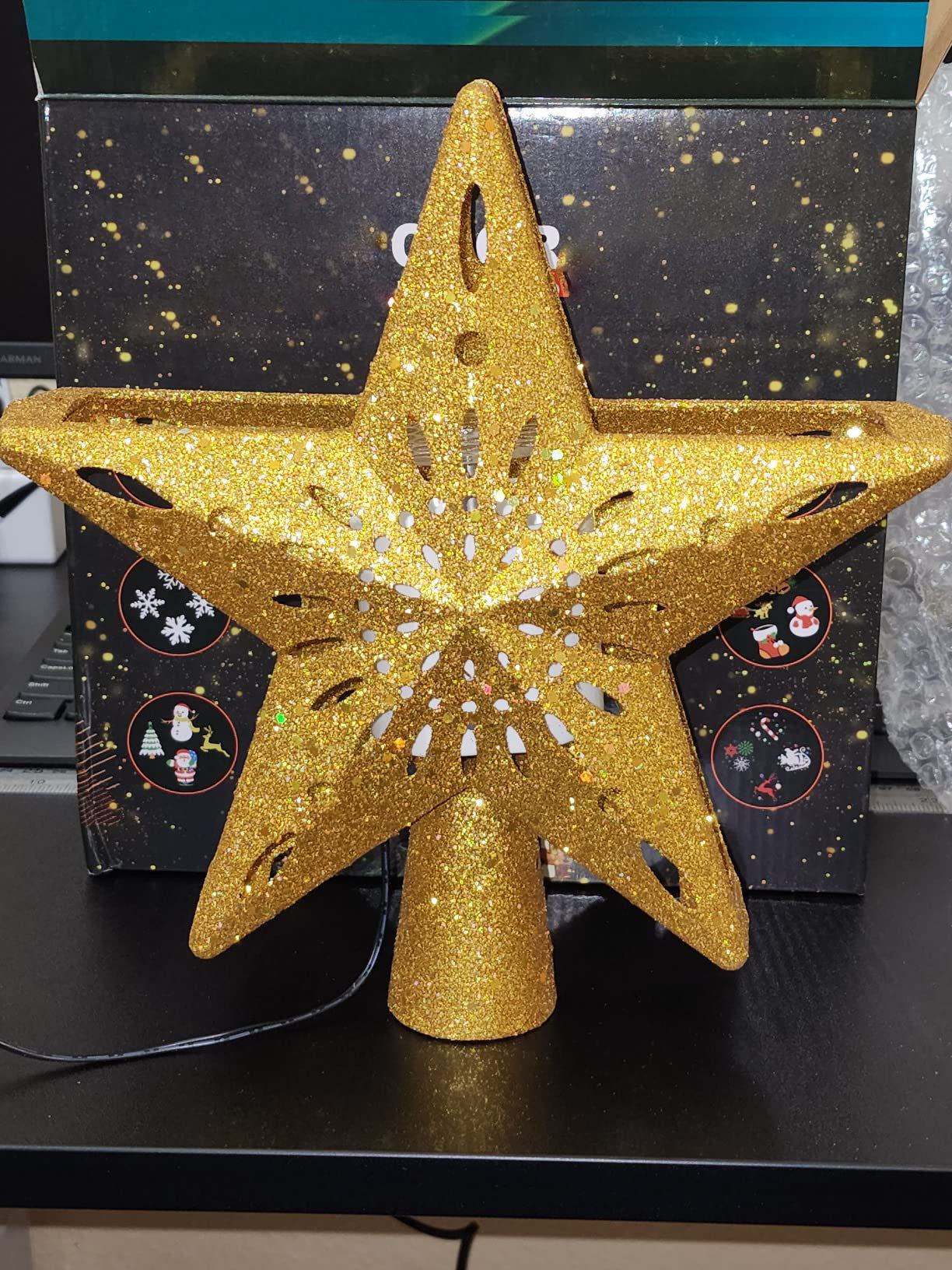 Suploo Silver Tree Topper Christmas Tree Topper Star Lighted with LED ...
