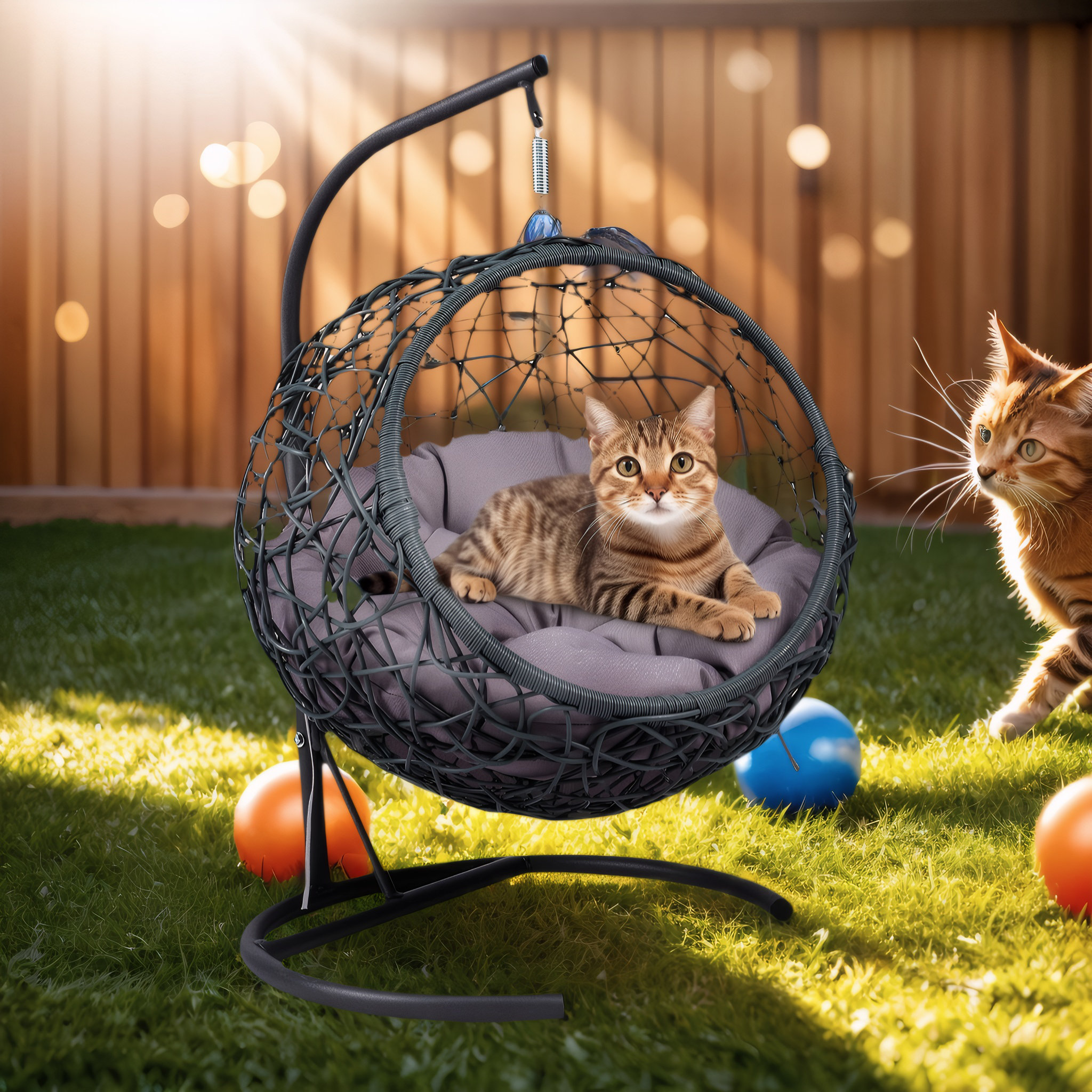Tucker Murphy Pet™ Rattan Cat Swing Bed with Stand - Egg Chair Pet Bed ...