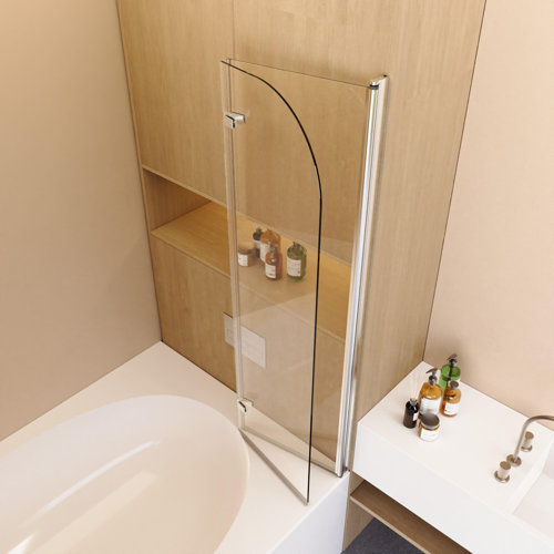 LILI 34"W x 58"H Frameless Folding Pivot Bathtub Door with 6mm Thick ...