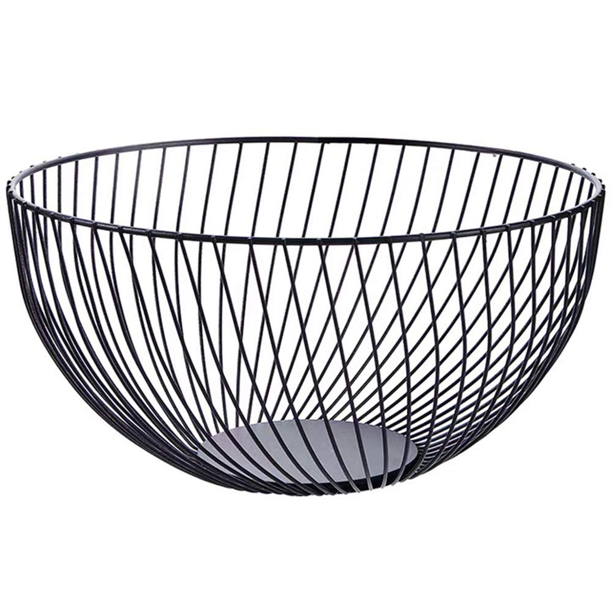 Wrought Studio™ 10.2-Inch Round Black Wire Fruit Basket - Kitchen ...