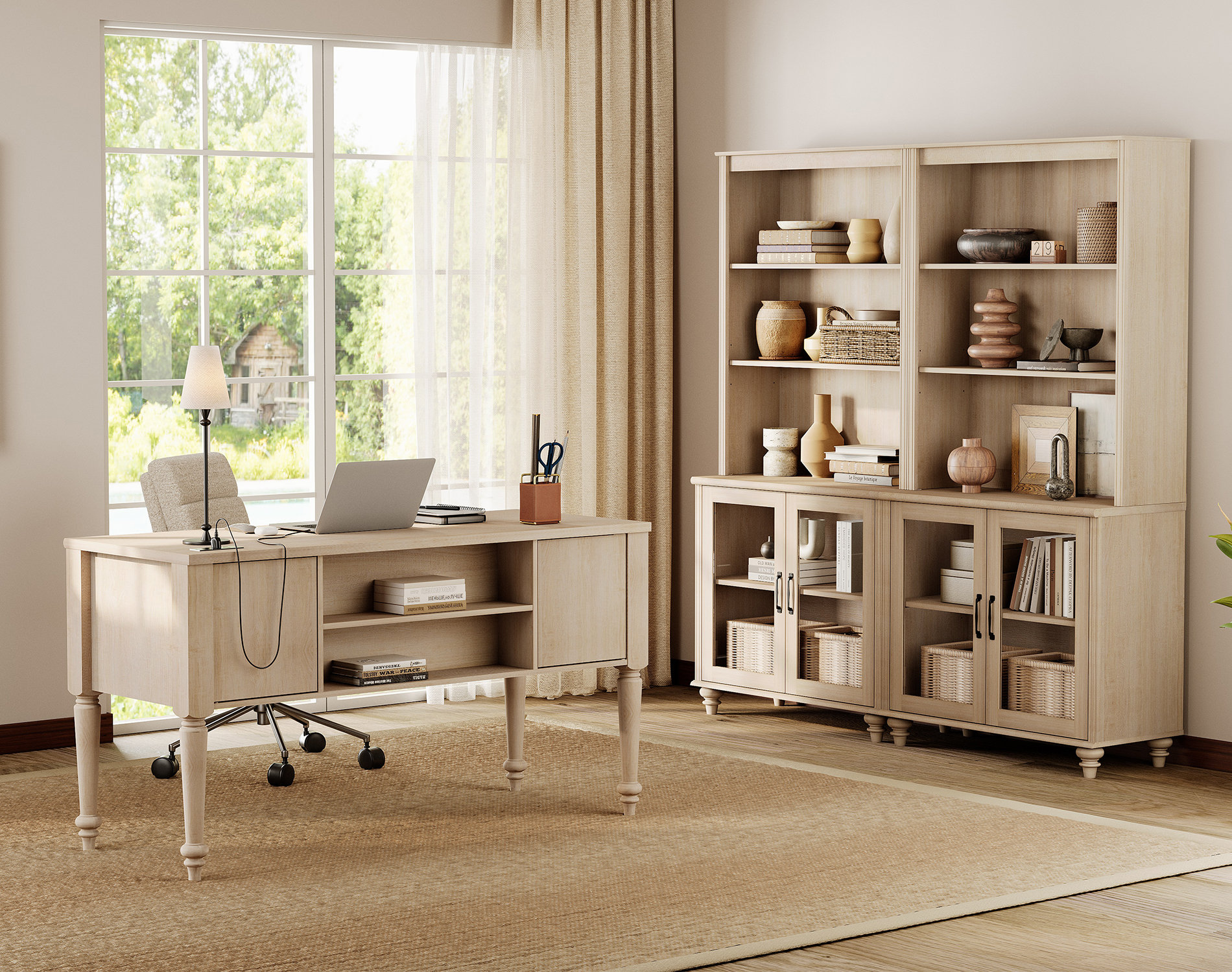 Charlton Home 2 - Piece Office Set, 56" Executive Desk & Set Of 2 ...