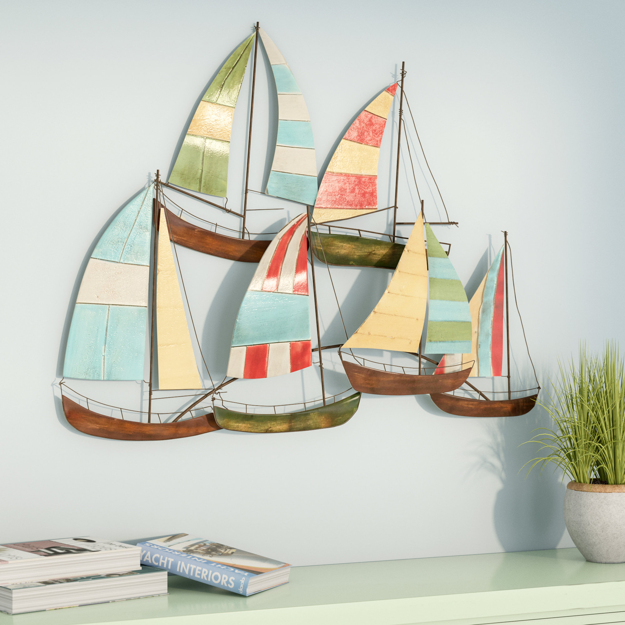 Breakwater Bay Metal Sail Boat Multi Colored Wall Decor with Wire ...
