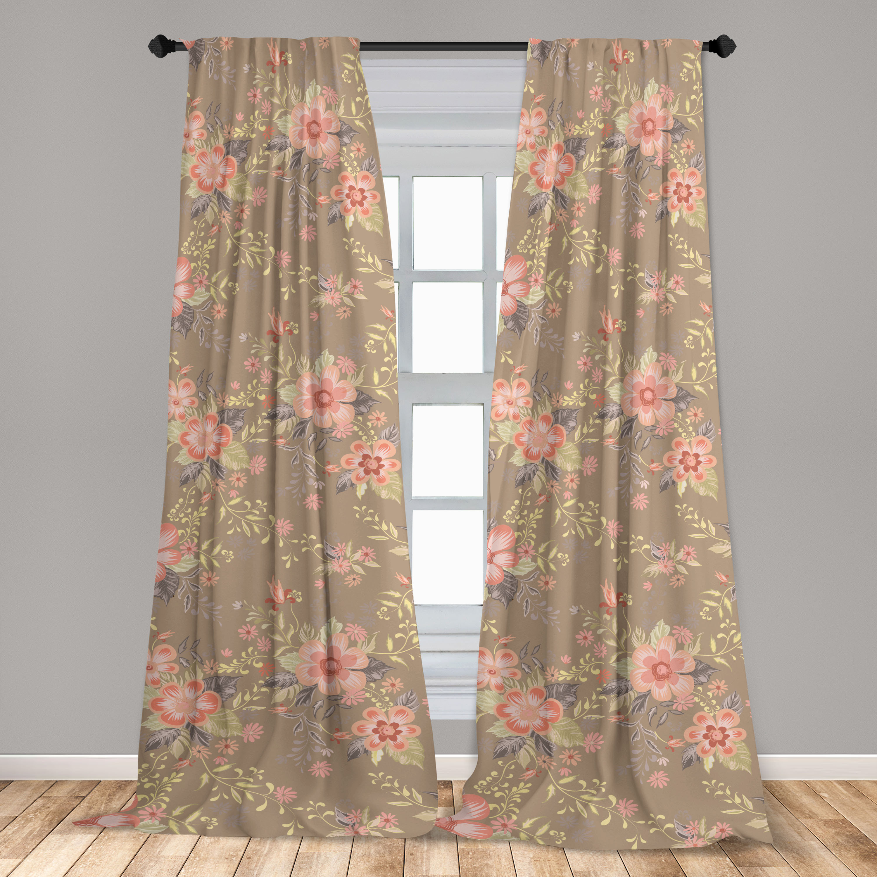 East Urban Home Floral Scene Curtains Colorful Blooms Garden Pair of ...