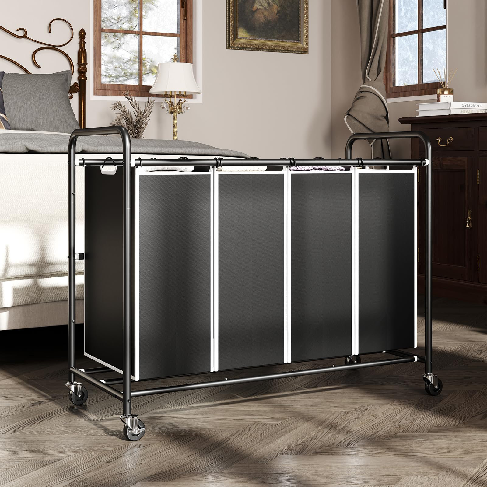 Dakota Fields 4 Section Heavy Duty Laundry Sorter, Separated Laundry ...