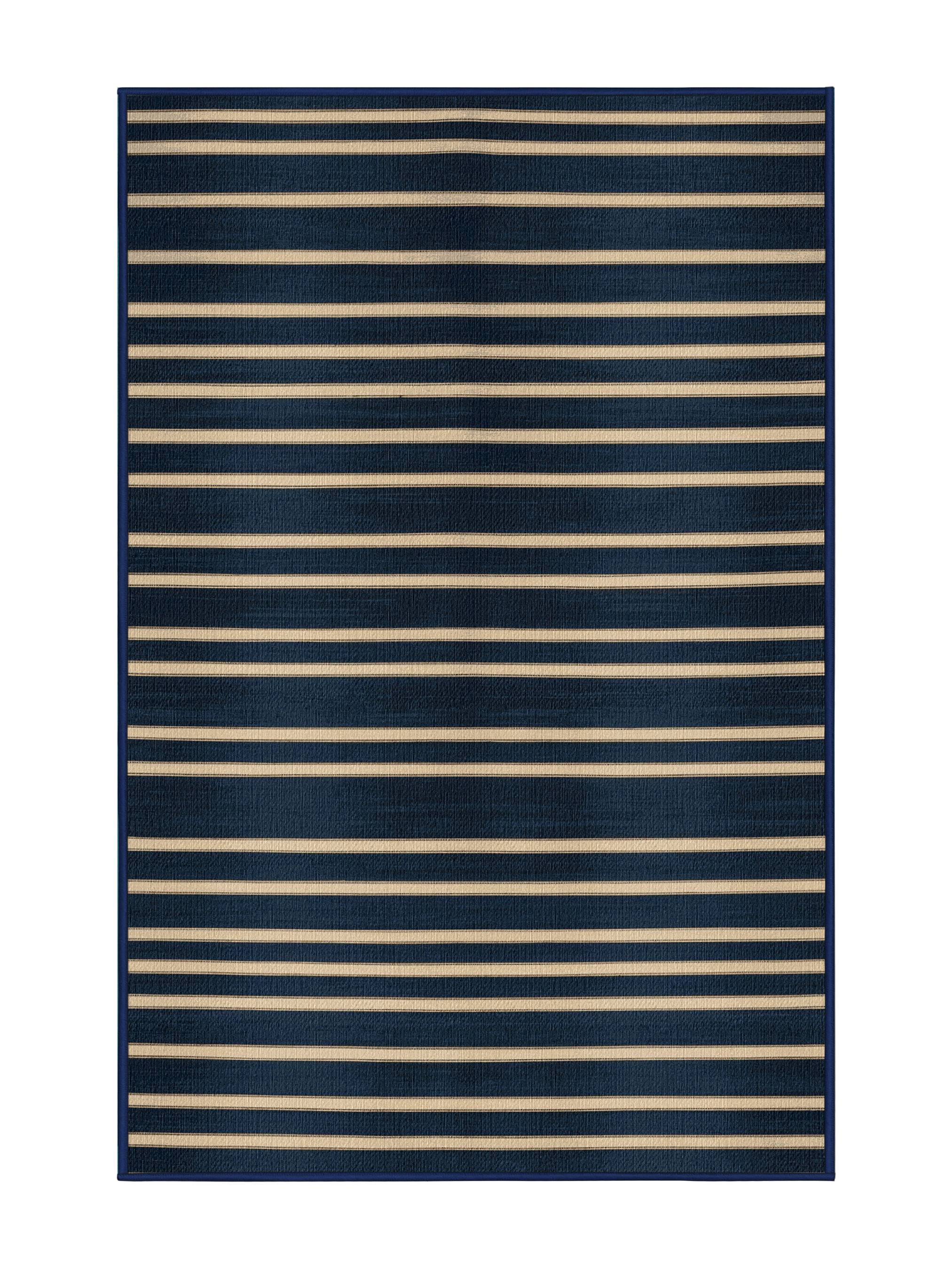 Latitude Run® Washable Midnight Blue Cream Striped Area Rug | Wayfair