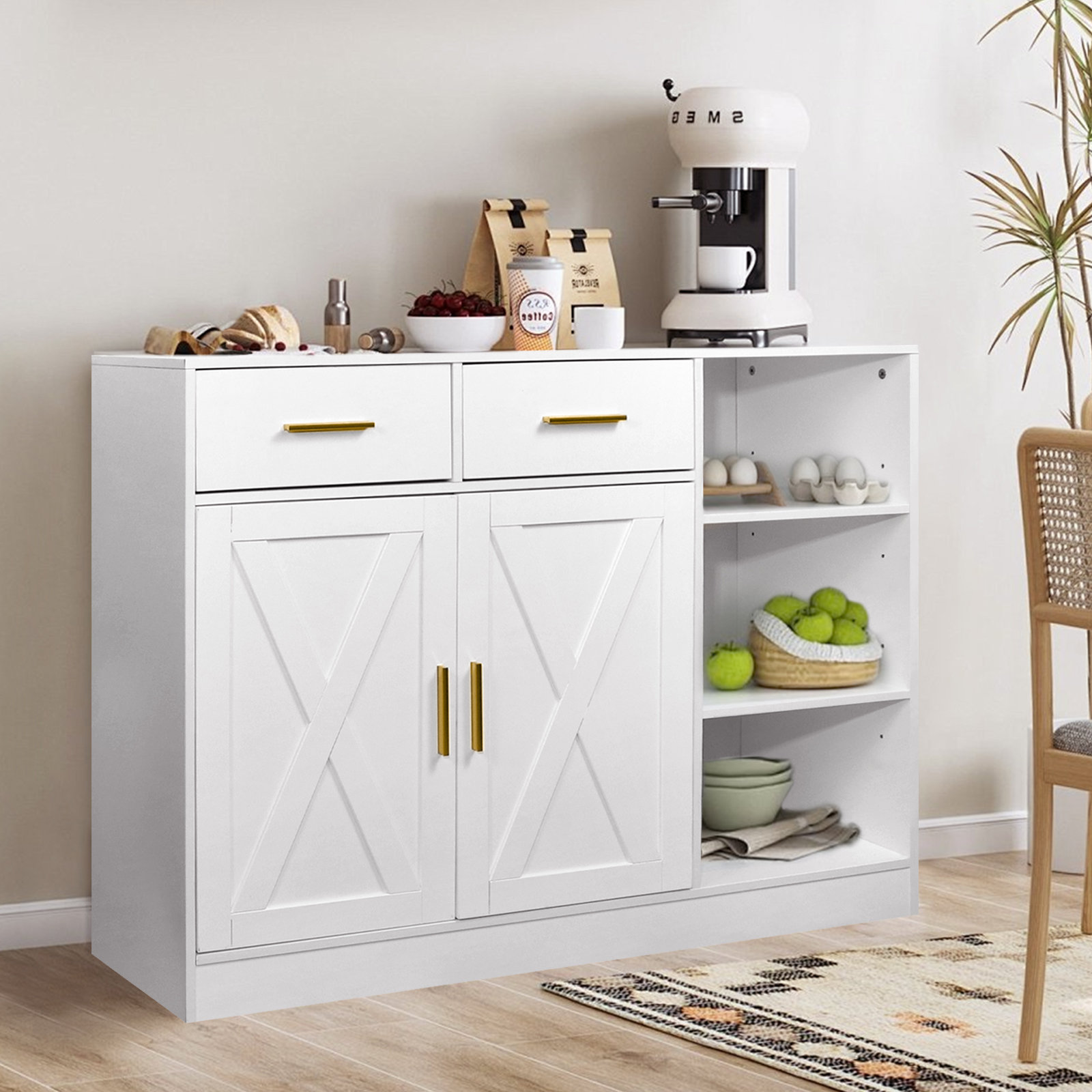 Gracie Oaks Sideboard Buffet Cabinet With Storage, 41.3" Large Kitchen ...