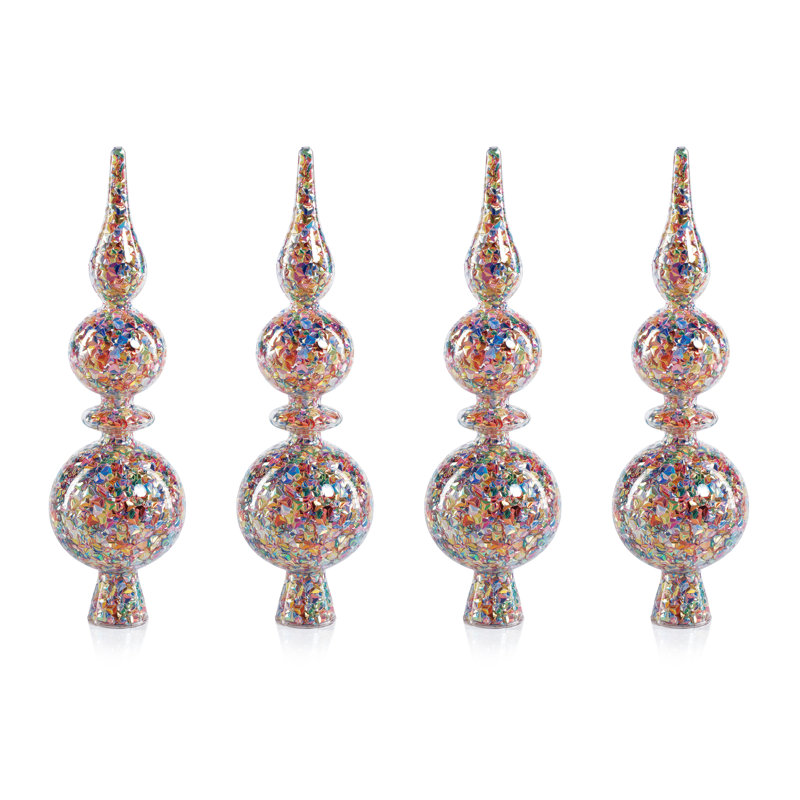 Everly Quinn Pentagon Multicolor Sequin Glass Tree Toppers, Set of 4 ...