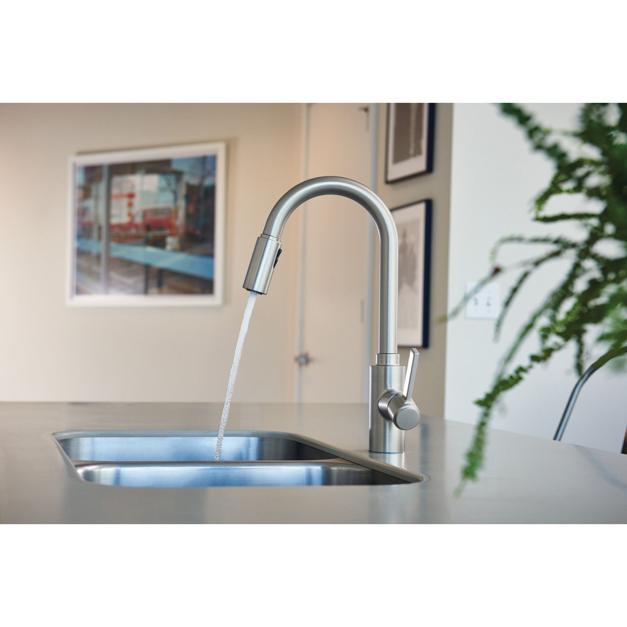 Moen Genta LX Pulldown Single Handle Kitchen Faucet with Power Boost ...