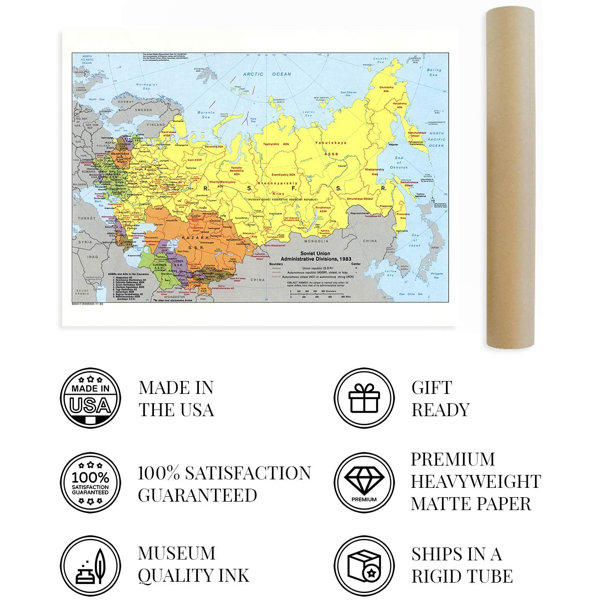 HISTORIC PRINTS HISTORIX Vintage 1983 Soviet Union Map Poster - 24X36 ...