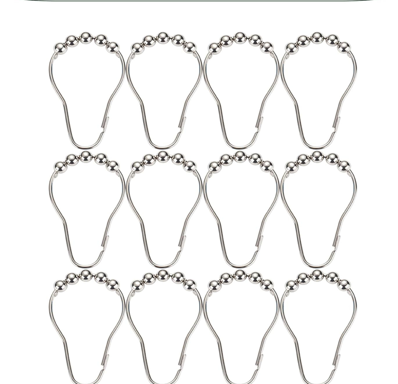 MABOSY Adjustable Stainless Steel Curved Shower Curtain Rod with Hooks ...