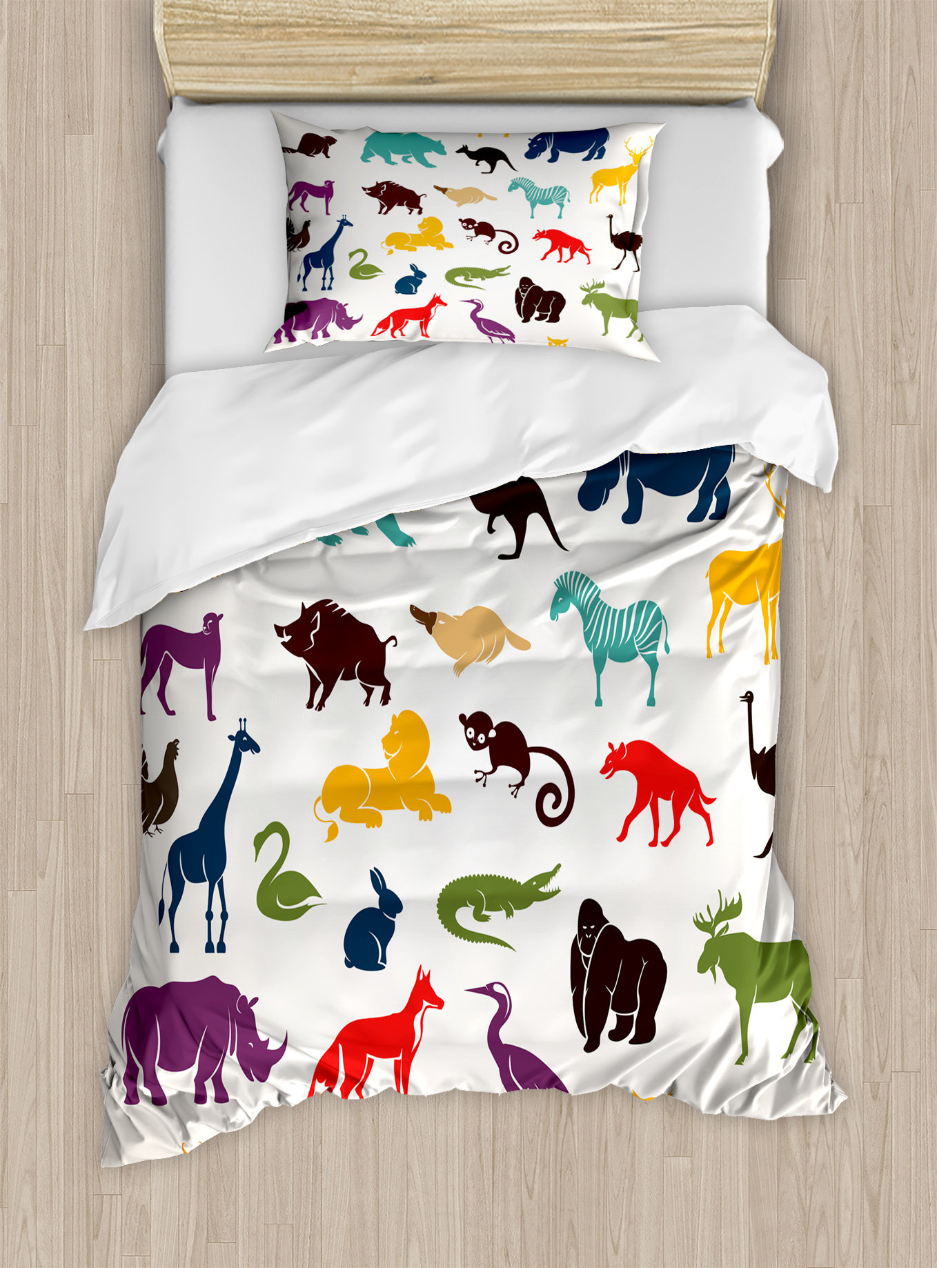 Ambesonne Big Set of African and European Animals Silhouettes in ...