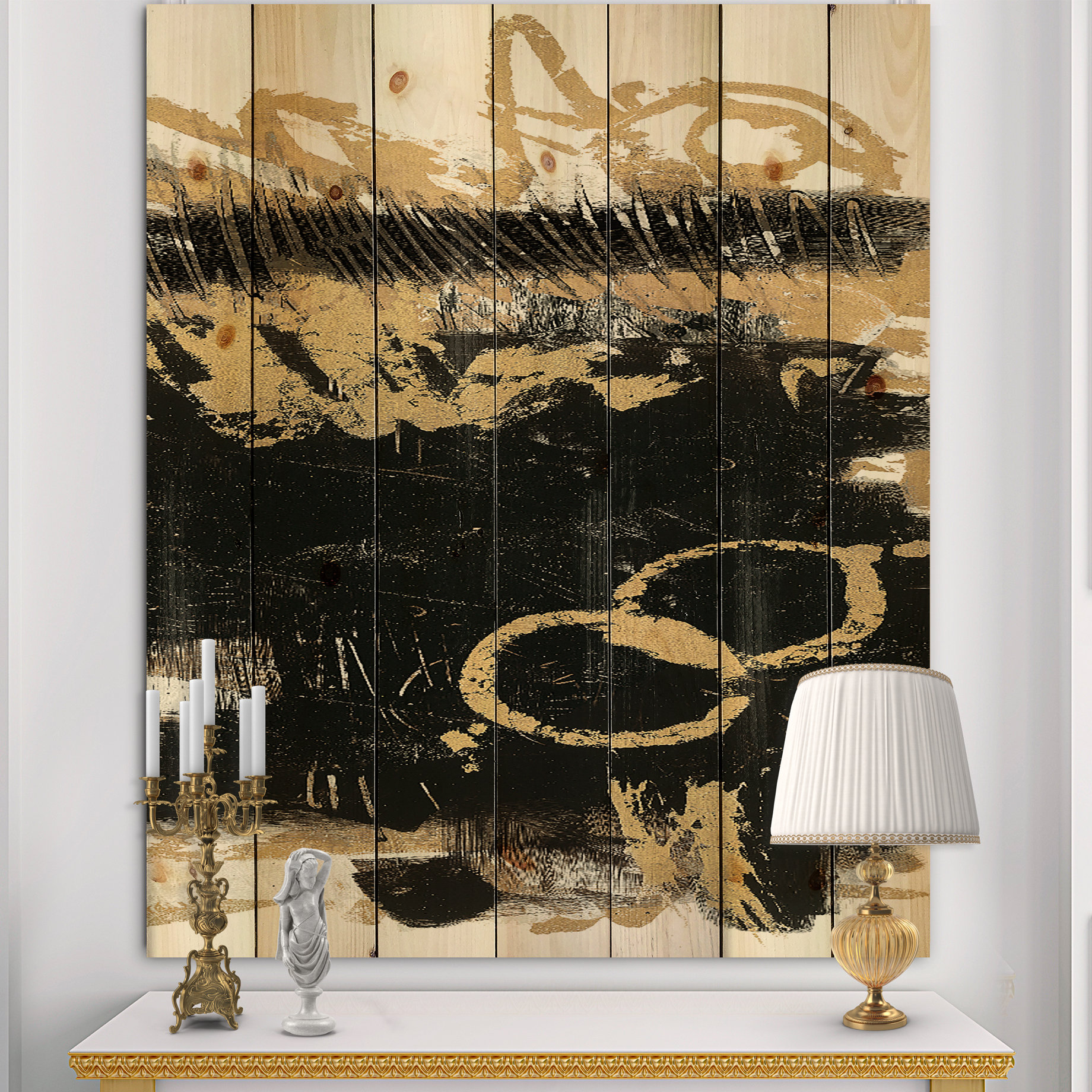 East Urban Home Gold and Black drift III - Modern Glam Print on Natural ...