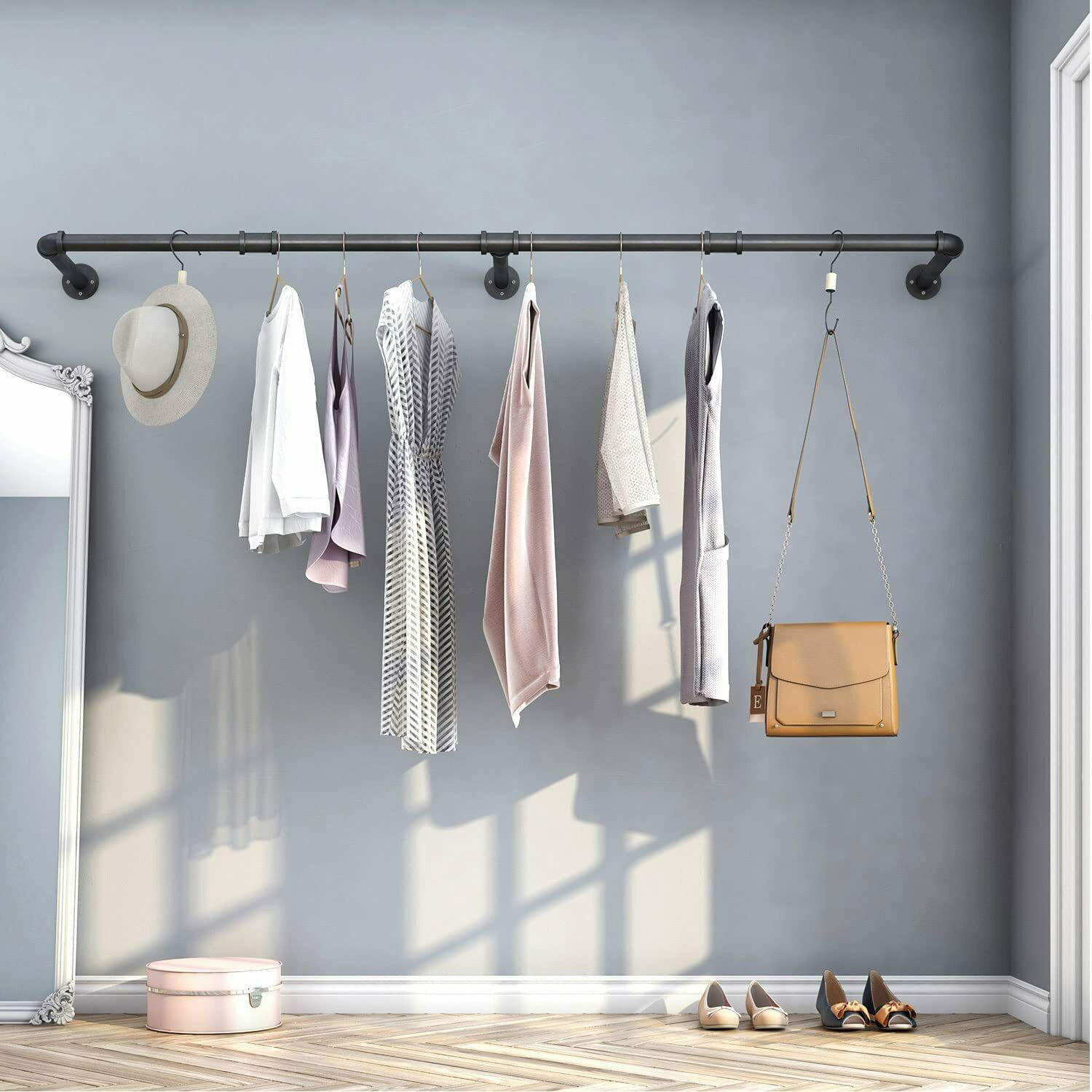 Williston Forge Kusilvak 70.8'' Wall Mounted Clothes Rack & Reviews ...