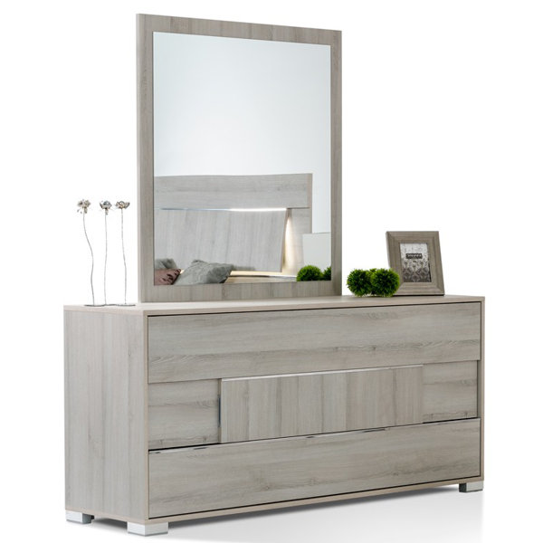 Wade Logan® Mathieu Modern 3 Drawer Dresser with Mirror & Reviews ...