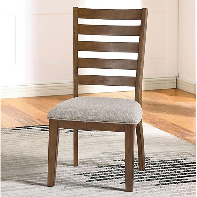 Rosalind Wheeler Ladder Back Side Chair in Walnut/Light Gray | Wayfair