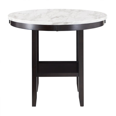 Winston Porter Triss Round Counter Height Wood Dining Table with Shelf ...