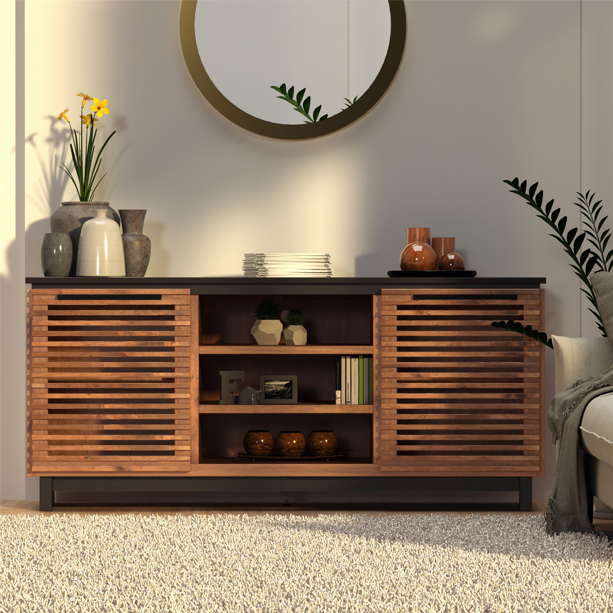 Loon Peak® Sophisticated TV Stand Console with Ample Storage and No Assembly Needed | Wayfair