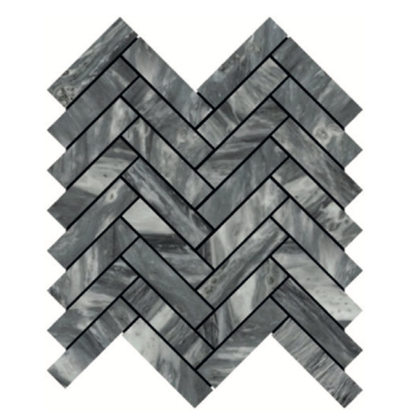 Belluno Designs Bardiglio 1" x 4" Marble Herringbone Mosaic Wall ...