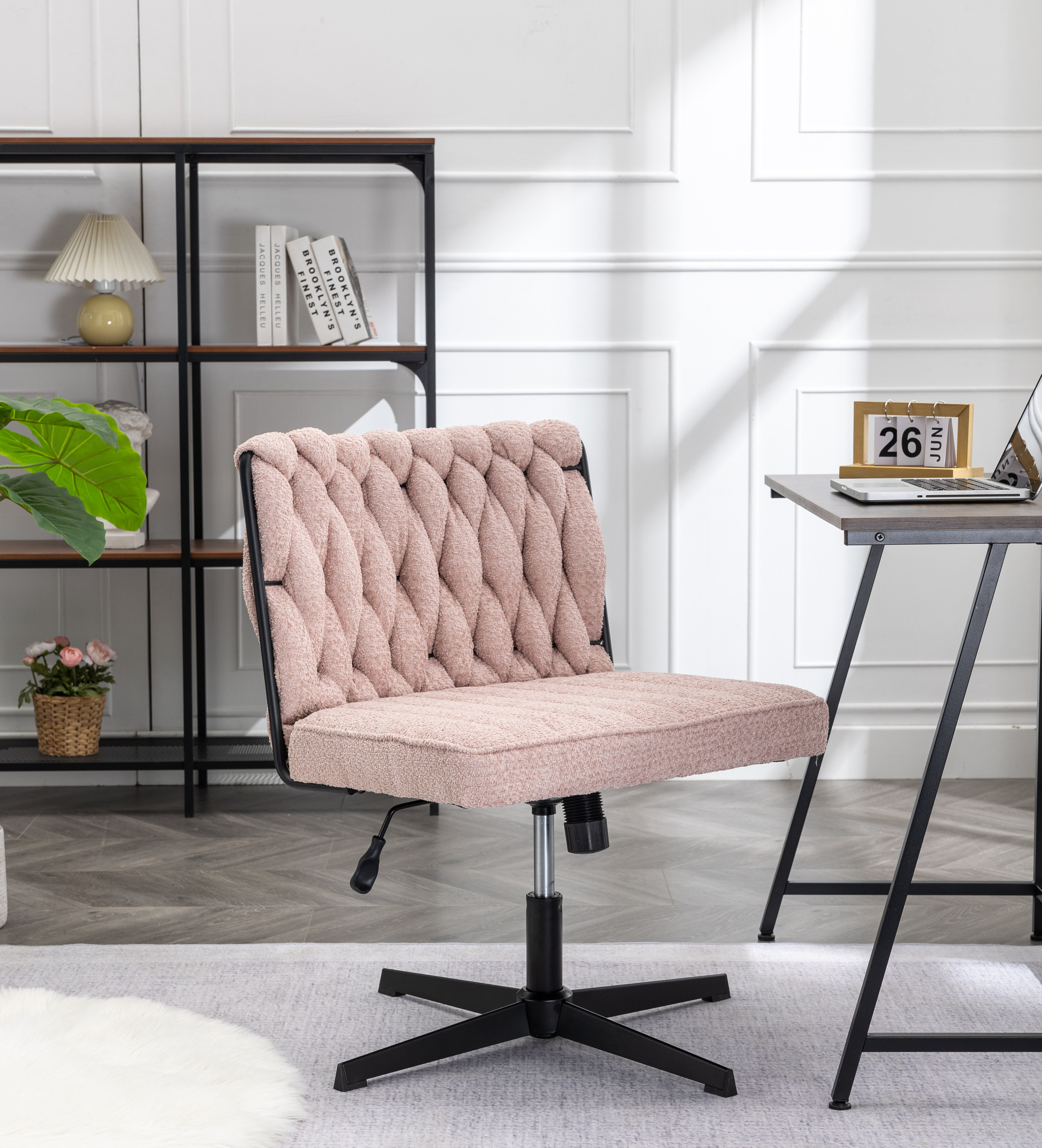 Latitude Run® Magena Armless Cross legged Velvet Office Chair without ...