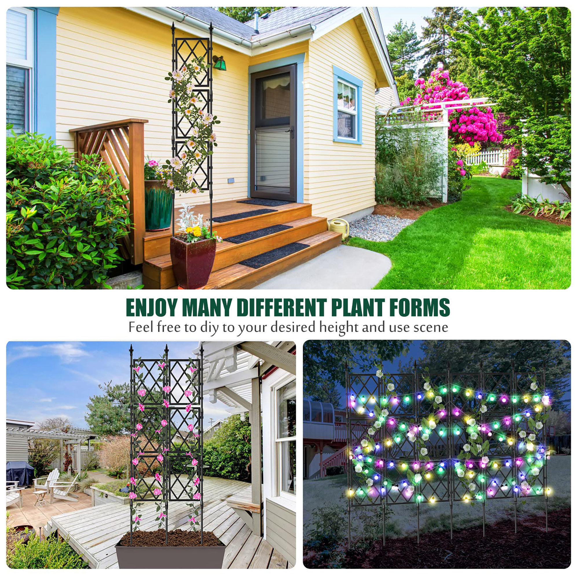 Red Barrel Studio Metal Garden Climber Trellis with 20 Straps, Plastic ...