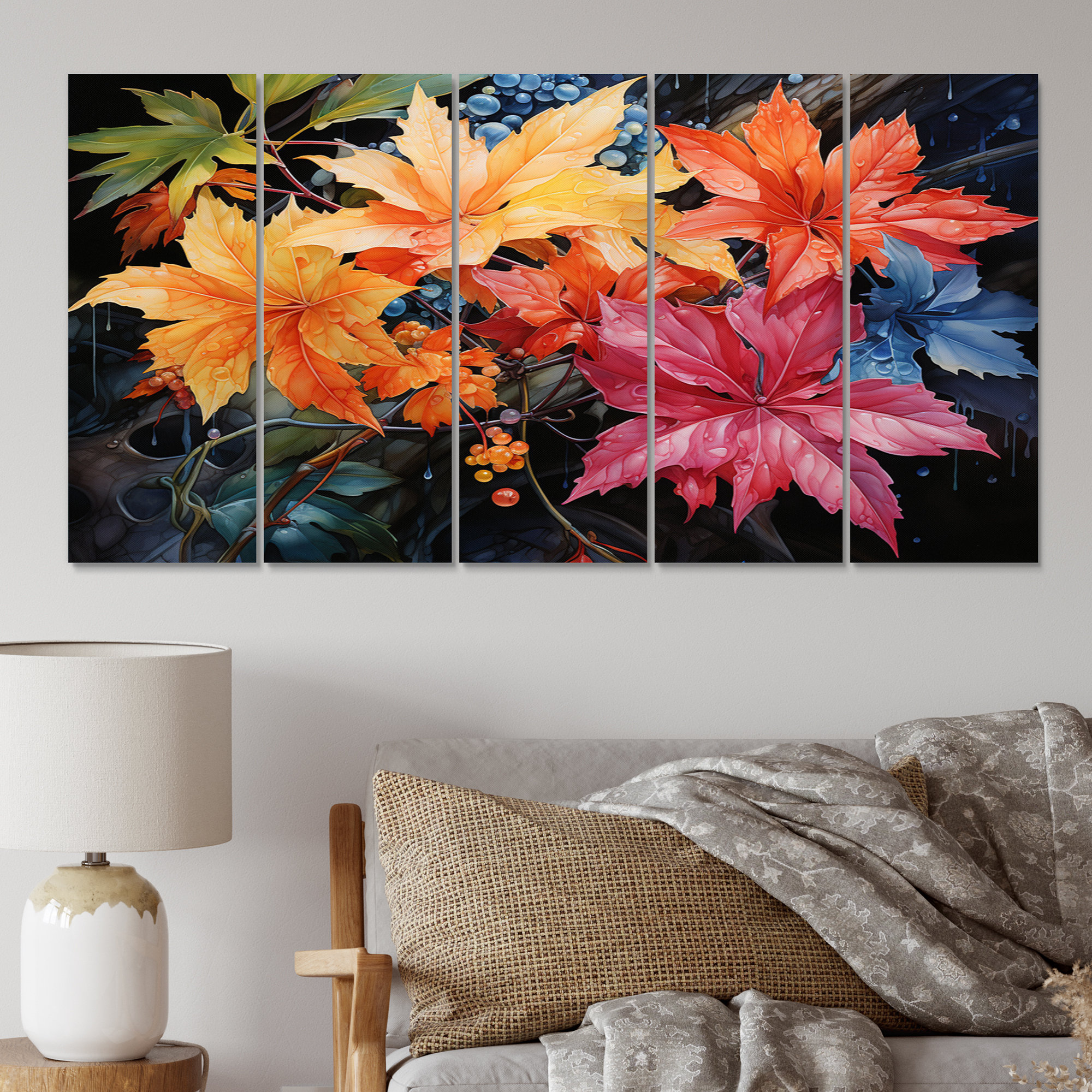 Red Barrel Studio Japanese Maple Collage II - 5 Piece Wrapped Canvas ...