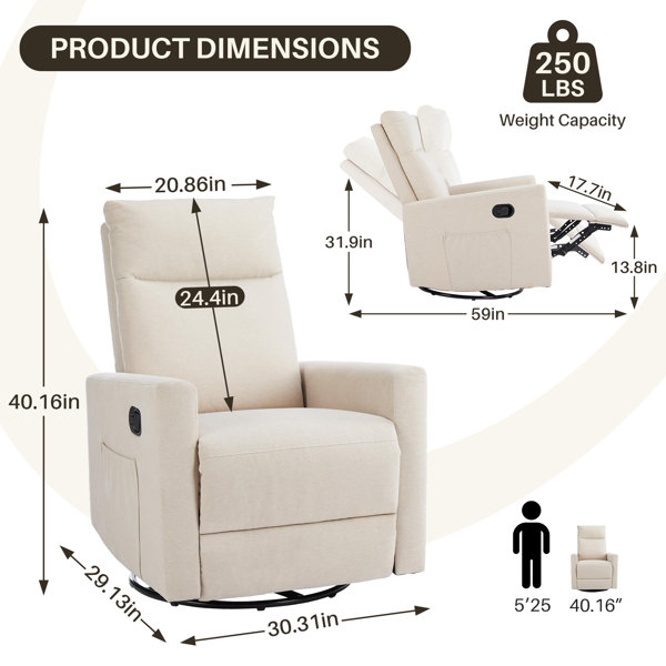 Ebern Designs Swivel Rocker Recliner Chair, Glider Rocker Recliner ...