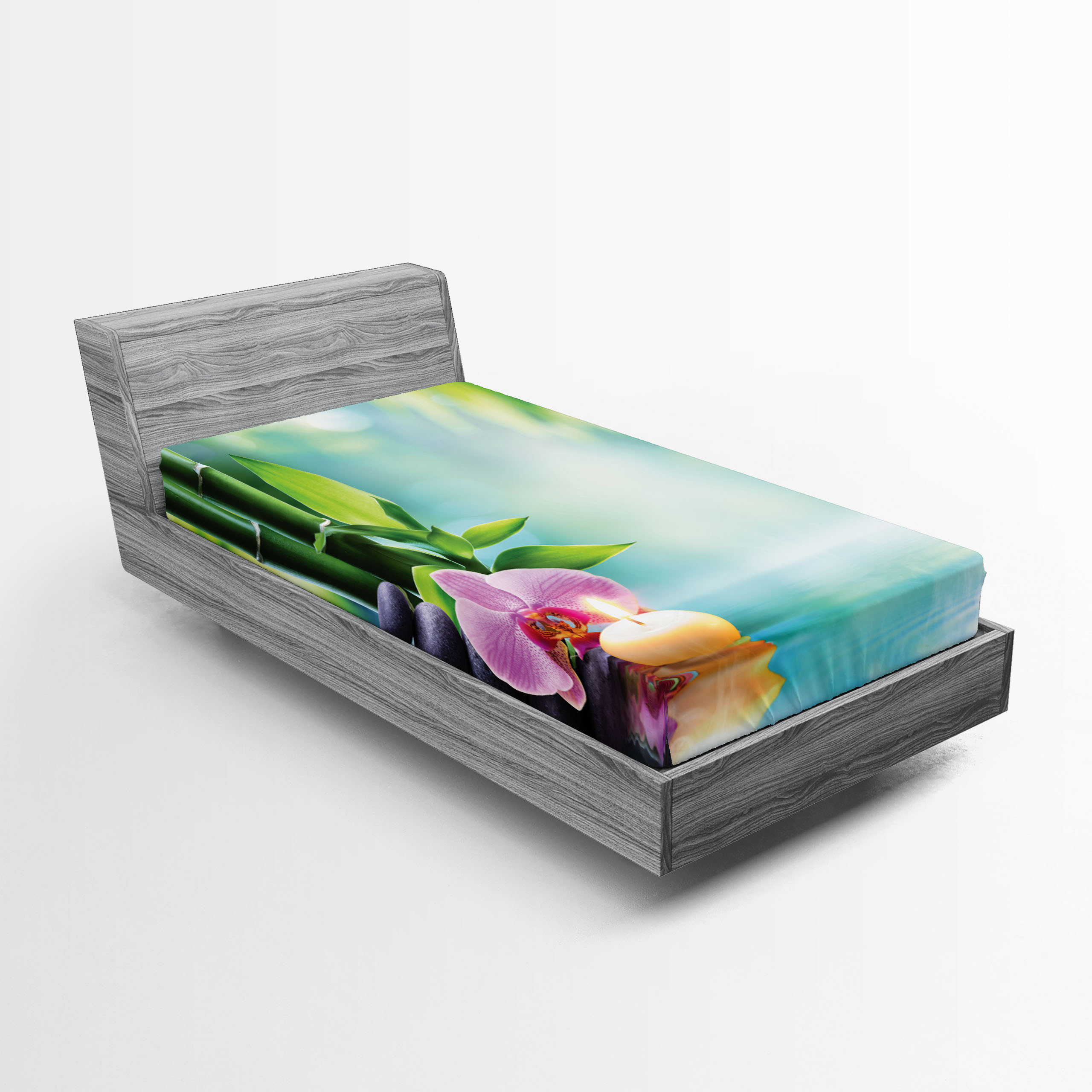 Ambesonne Spa Themed Fitted Sheet 2-Pack Branch Tranquil Nature ...