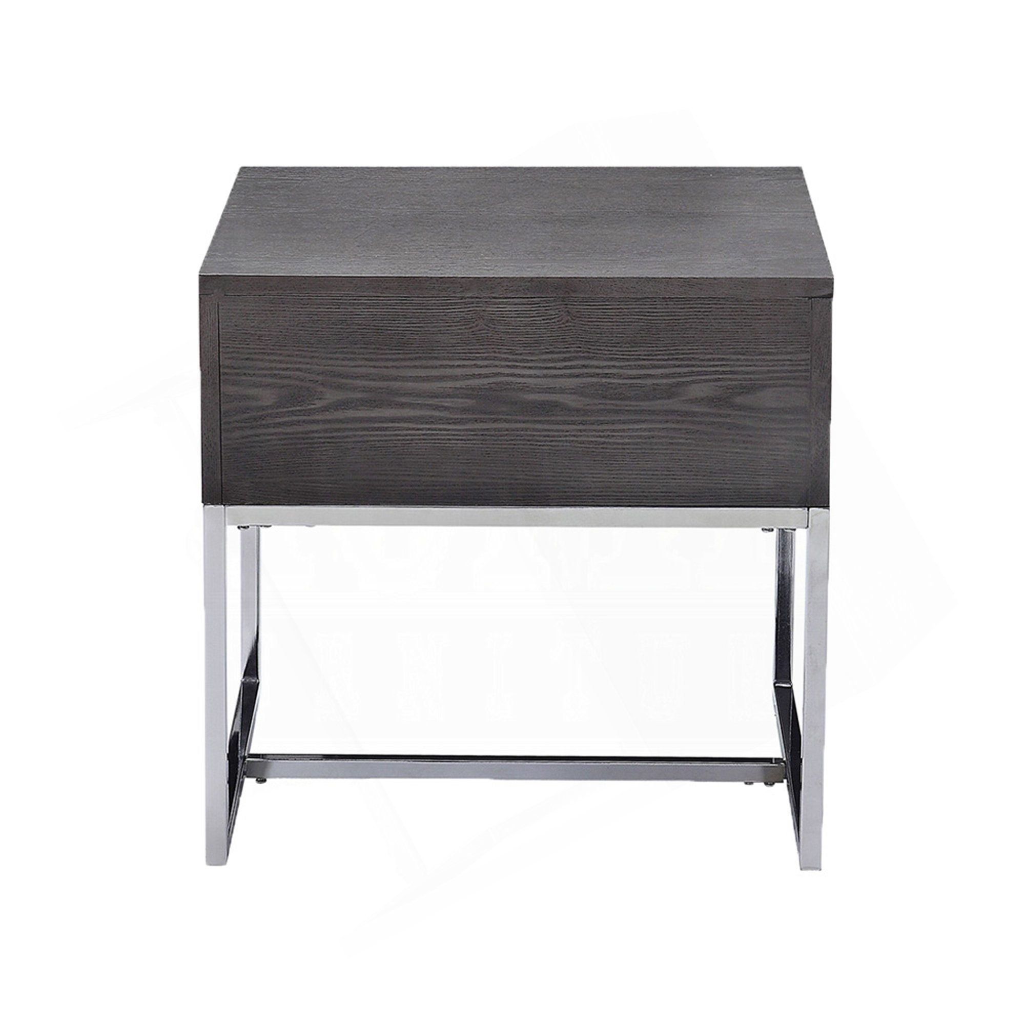 Latitude Run® Rectangular End Table With 1 Drawer, Gray Oak And Chrome ...