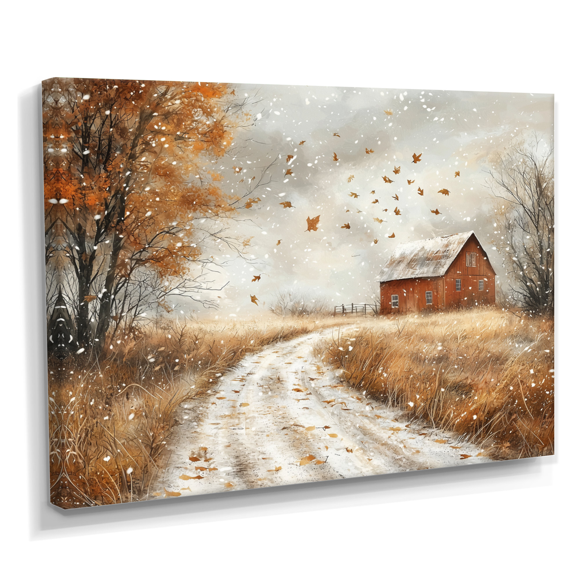 Gracie Oaks Dreketi Windy Prairie Leaves Path To The Barn III - leaves ...