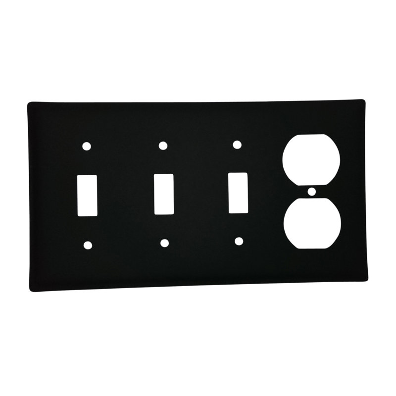 Village Wrought Iron Plain 4-Gang Duplex Outlet / Toggle Light Switch ...