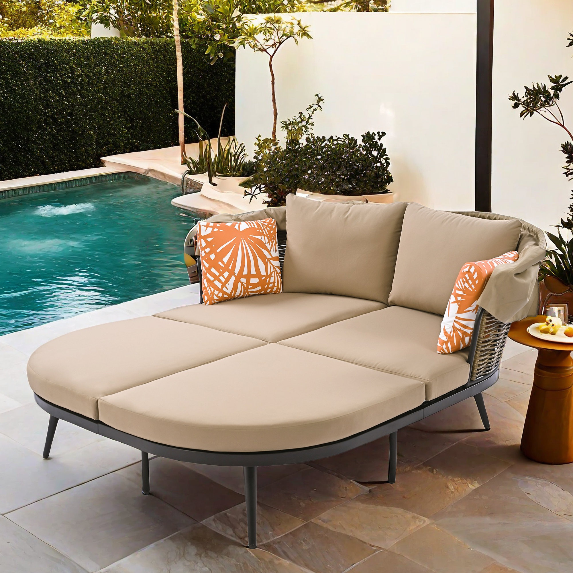 George Oliver Balon 74.8 Wide Outdoor Rattan PE Wicker Daybed with ...
