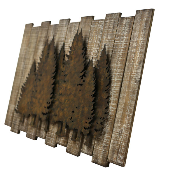 Millwood Pines Embossed Pine Tree Scene Country Rustic Wall Décor ...