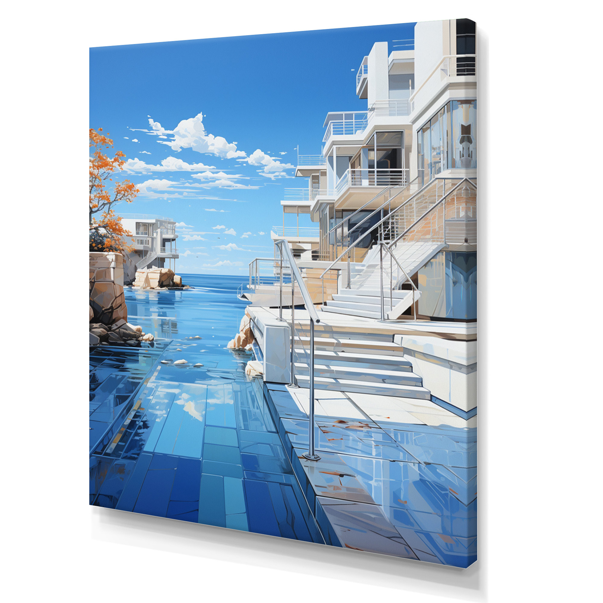 Highland Dunes Pier Coastal Geometry - Nautical & Beach Canvas Art ...