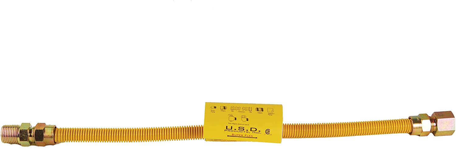 Avalon SS Flex Gas Line 3/8Â X 18Â Yellow W/ 1/2Â MIP X 1/2Â FIP Ends ...