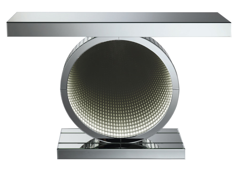 Orren Ellis Angelonia Infinity Mirror LED Entryway Console Table Silver ...